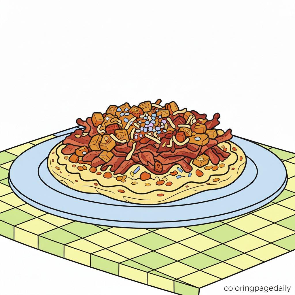 Crispy Mexican Tostada - Printable Coloring Page