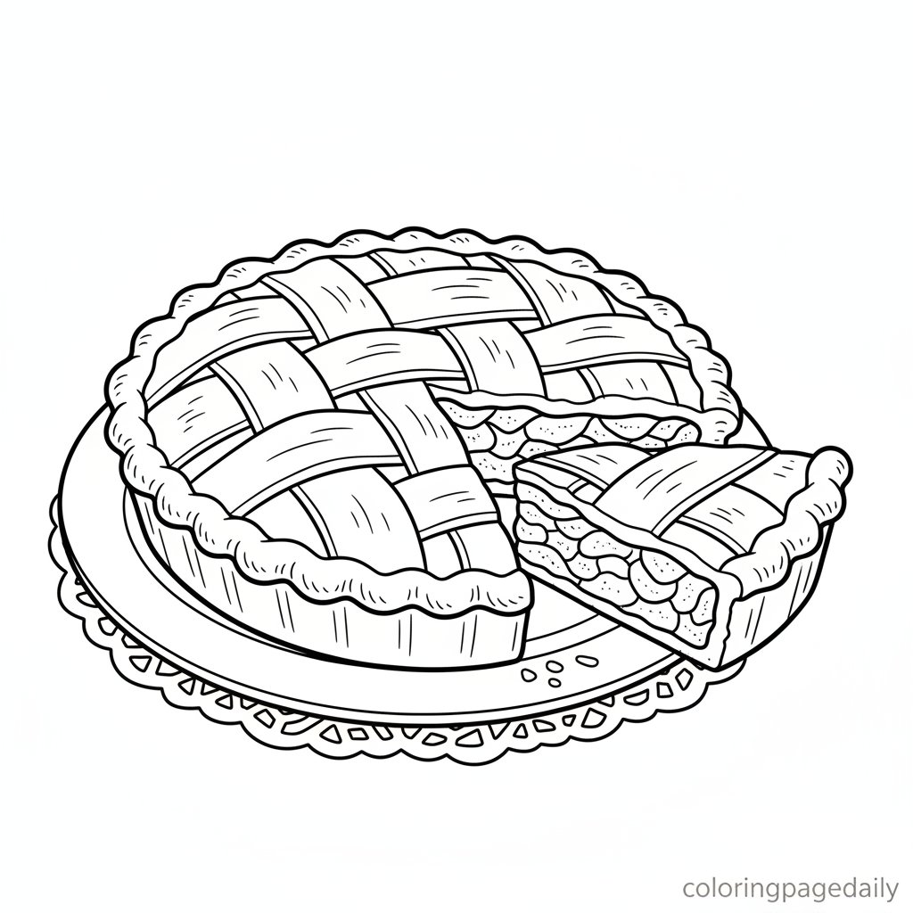 Delicious Apple Pie - Printable Coloring Page
