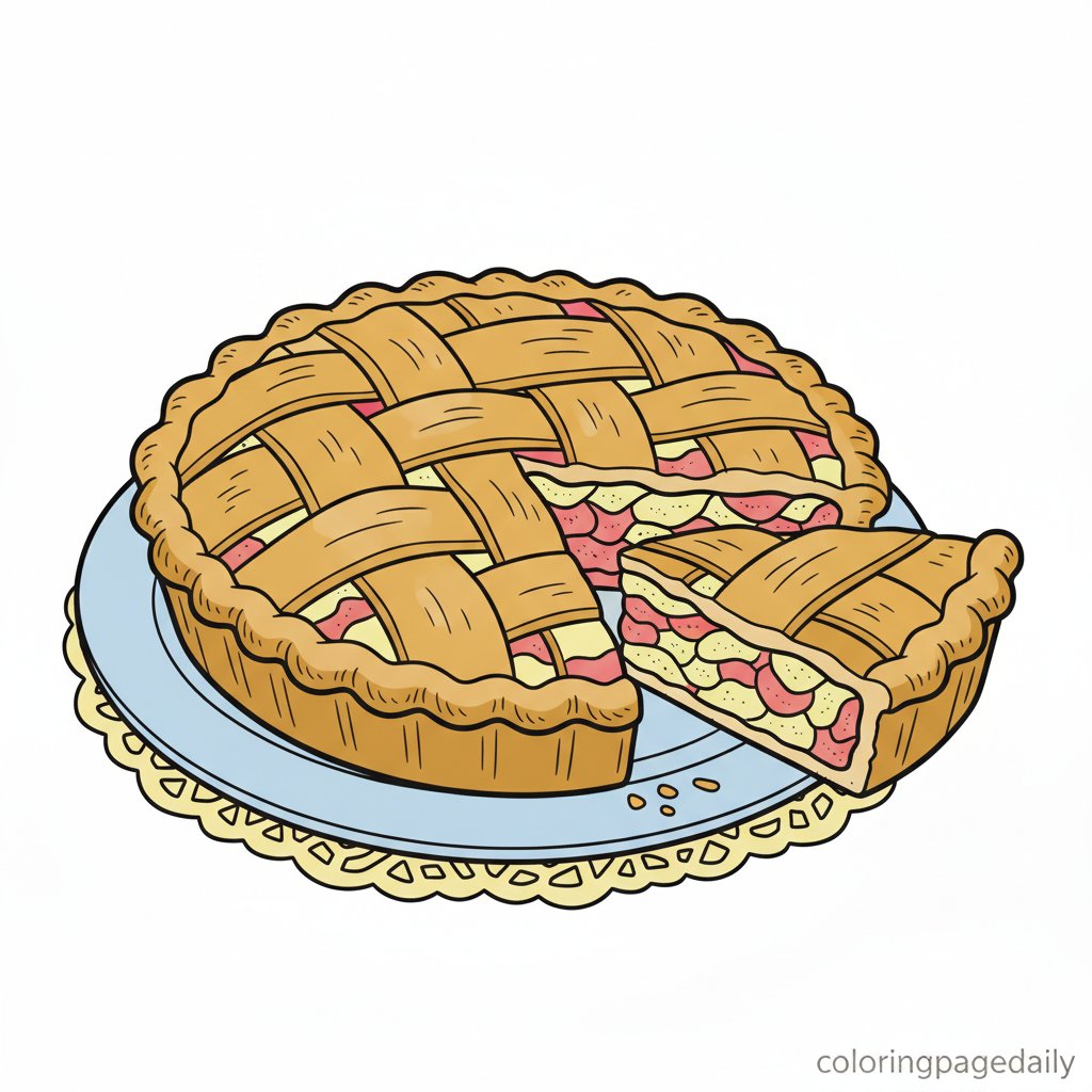 Delicious Apple Pie - Printable Coloring Page
