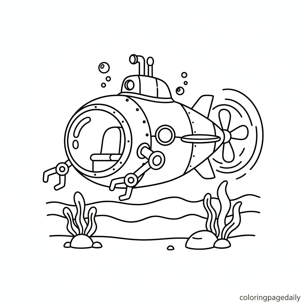 Research Submarine Adventure - Printable Coloring Page