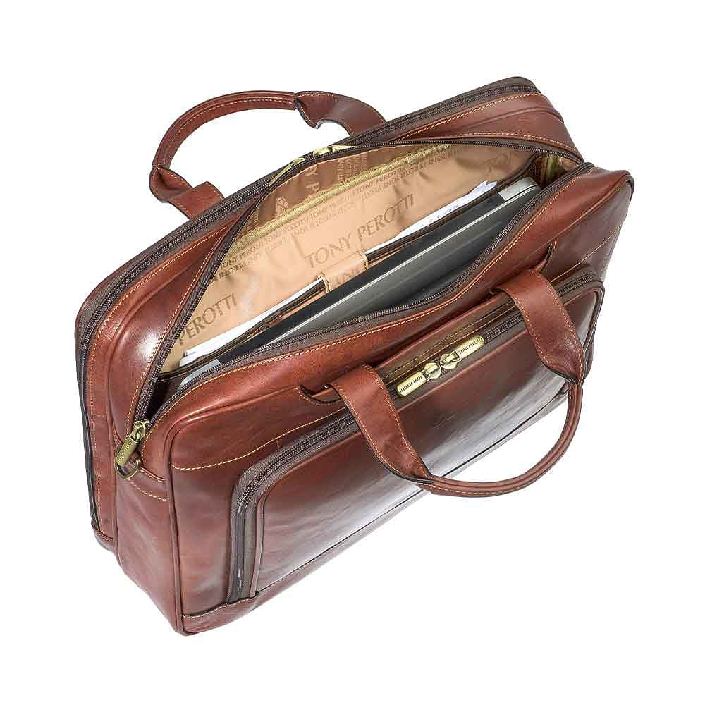 Briefcase Zipped Vegetale Dark Brown från Tony Perotti | Åhléns