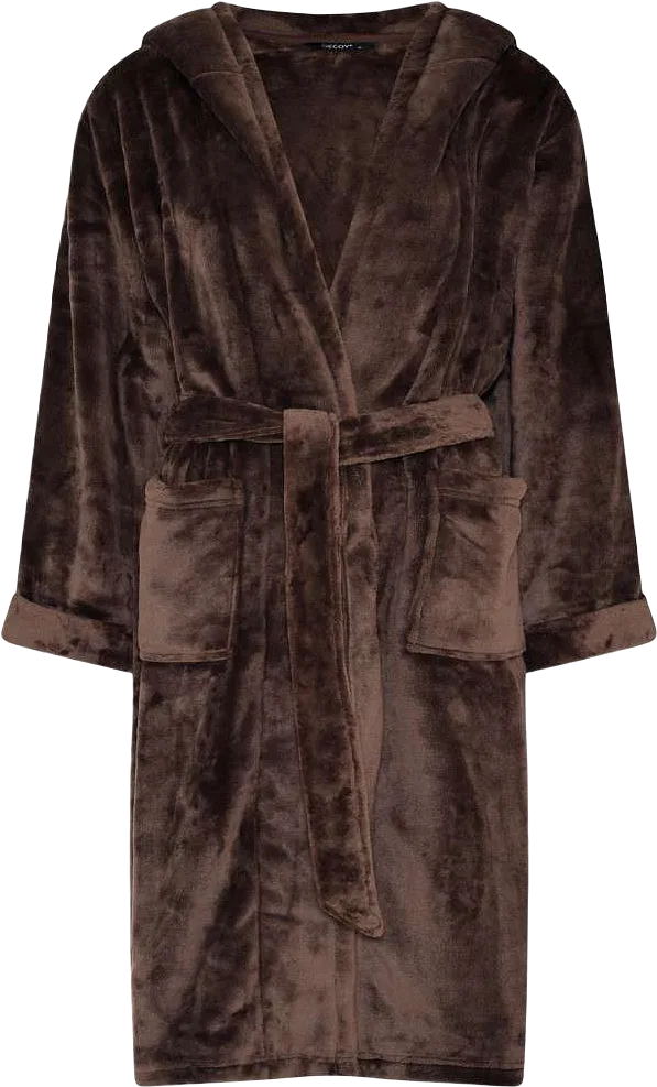 Lång Morgonrock Med Huva | 100% Polyester | Brun black från Decoy | Åhléns
