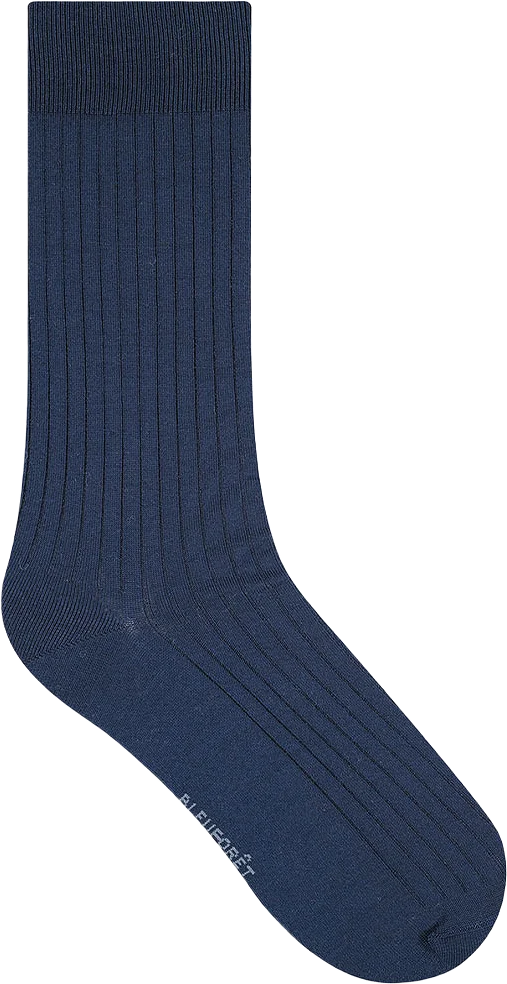 Ribbstickad socka i merceriserad bomull Marine från BleuForêt | Åhléns
