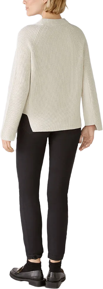 Stickad Tröja Bomull Offwhite Melang från Oui | Åhléns