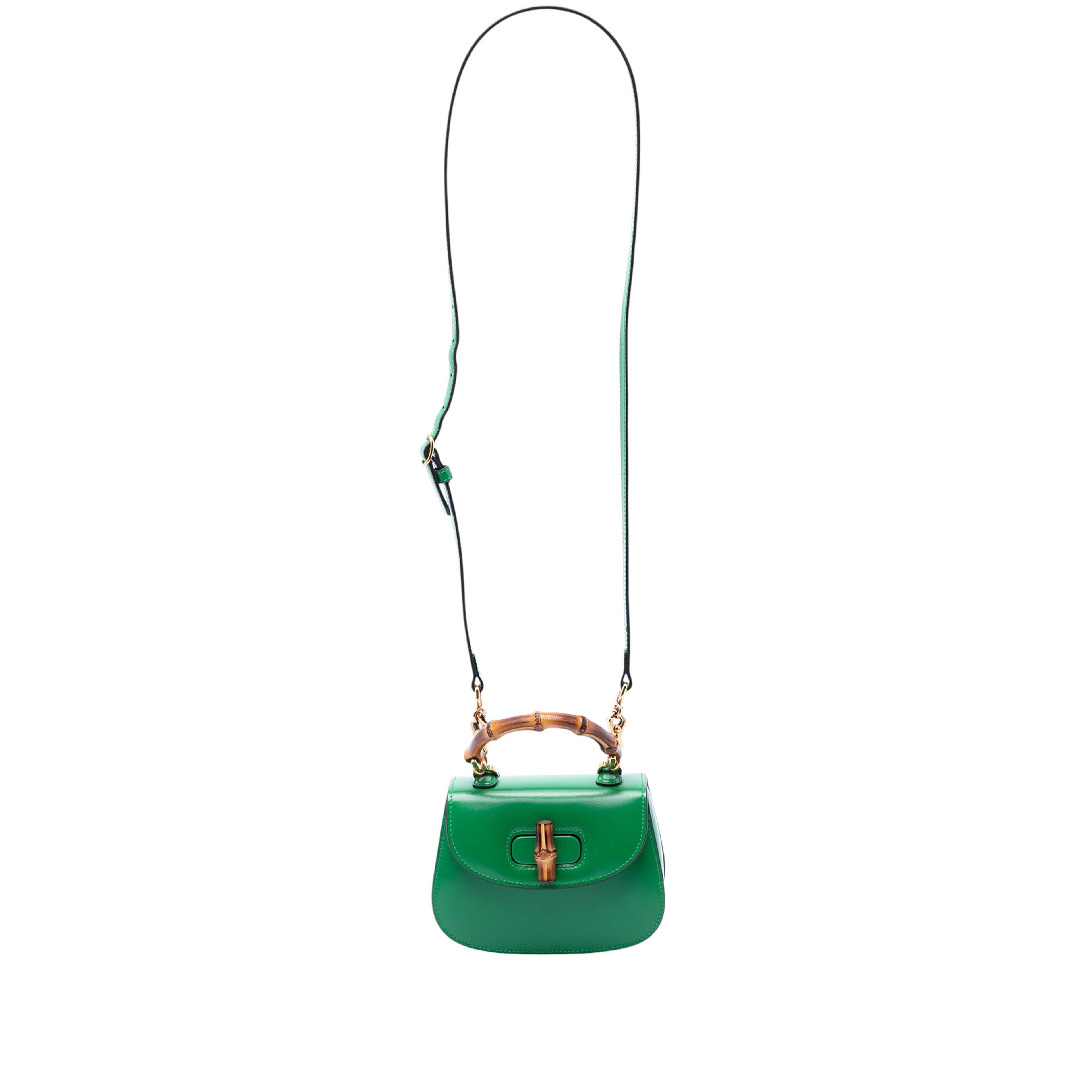 Gucci Mini Calfskin Web 1947 Bamboo Top Handle Bag grön från Luxclusif ...