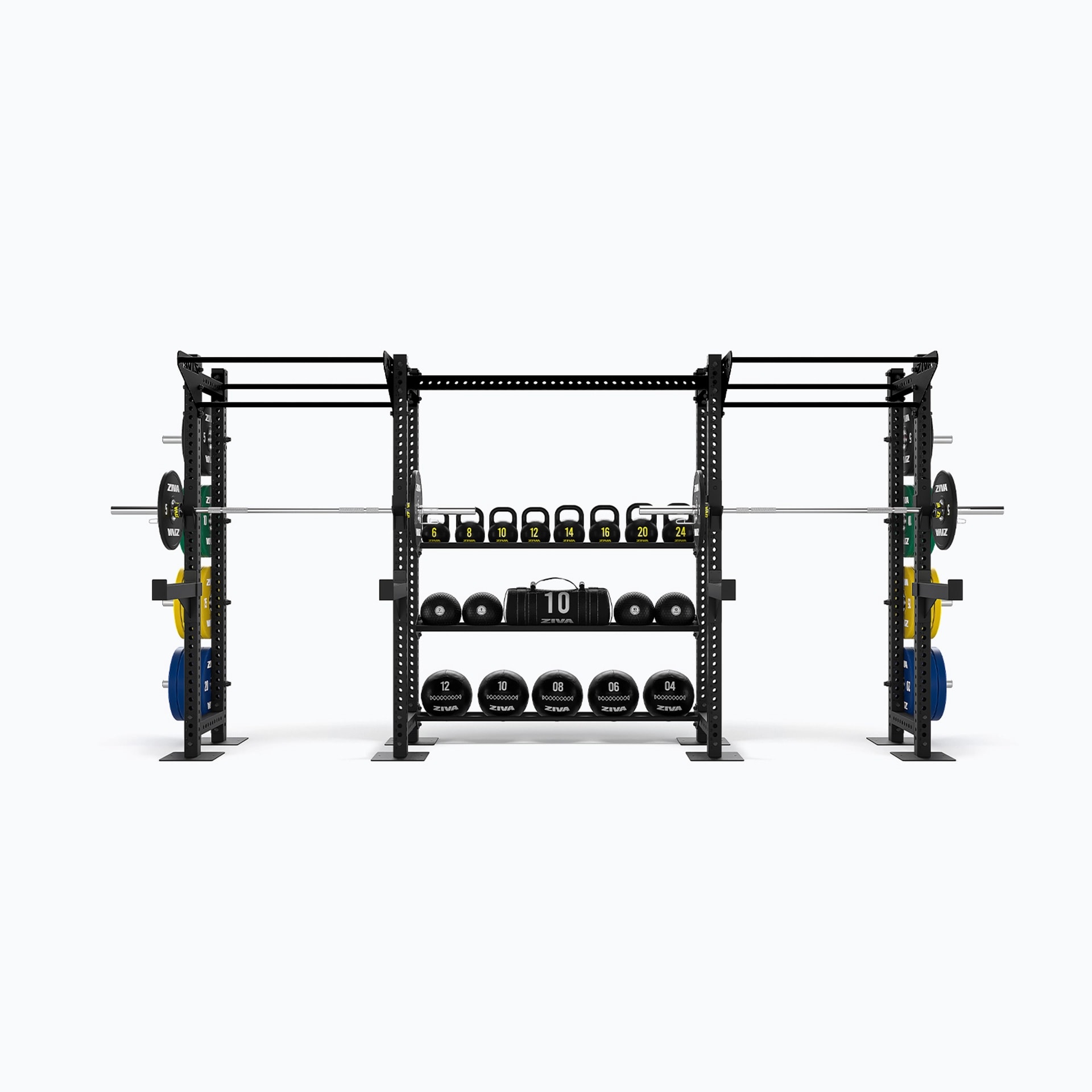 XP2 FLOOR MOUNTED 1 X FUNCTIONAL RACK + 2 X SQUAT BAYS - ZIVA
