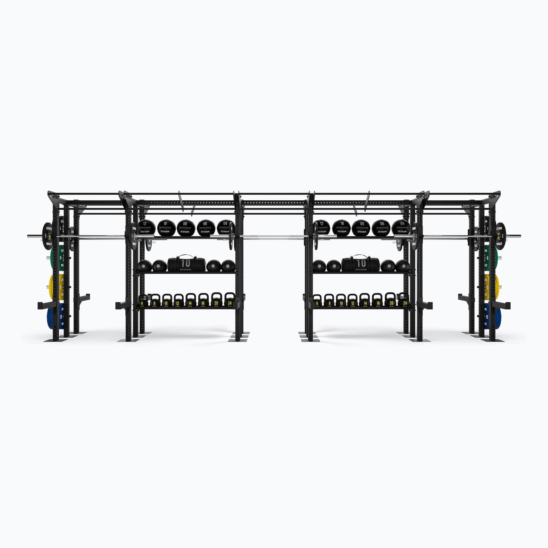 XP2 FLOOR MOUNTED 2 X FUNCTIONAL RACKS + 3 X SQUAT BAYS - ZIVA