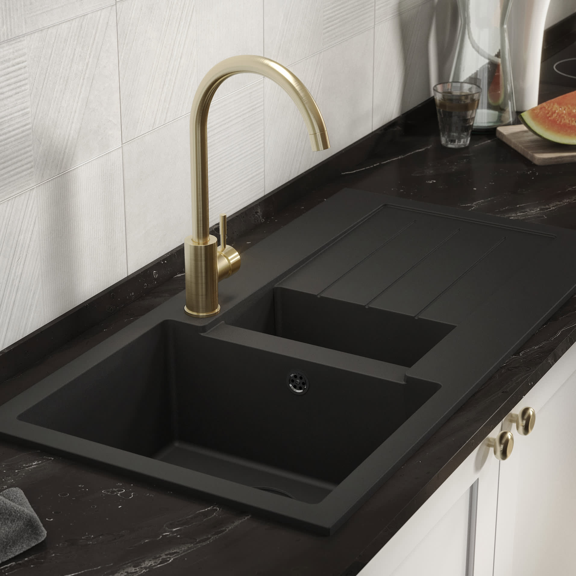 Nera Side Lever Brushed Brass Tap | worktop Express