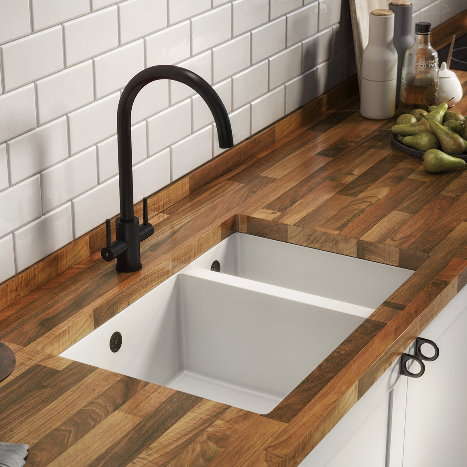 Savio Twin Lever Matt Black Tap | Worktop Express