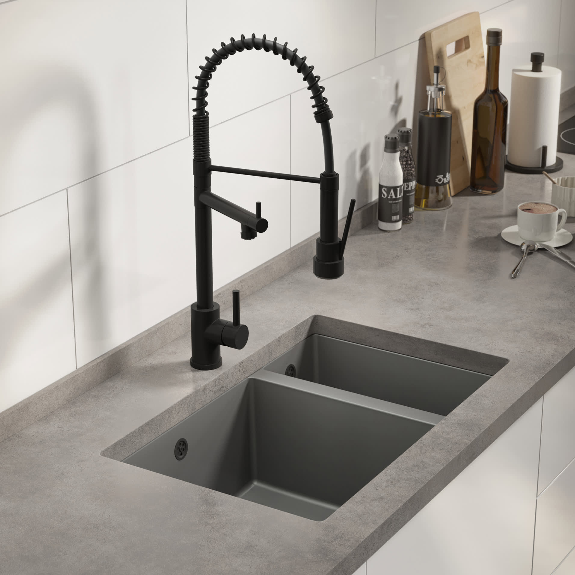 Ceno Semi Professional Matt Black Tap | Worktop Express