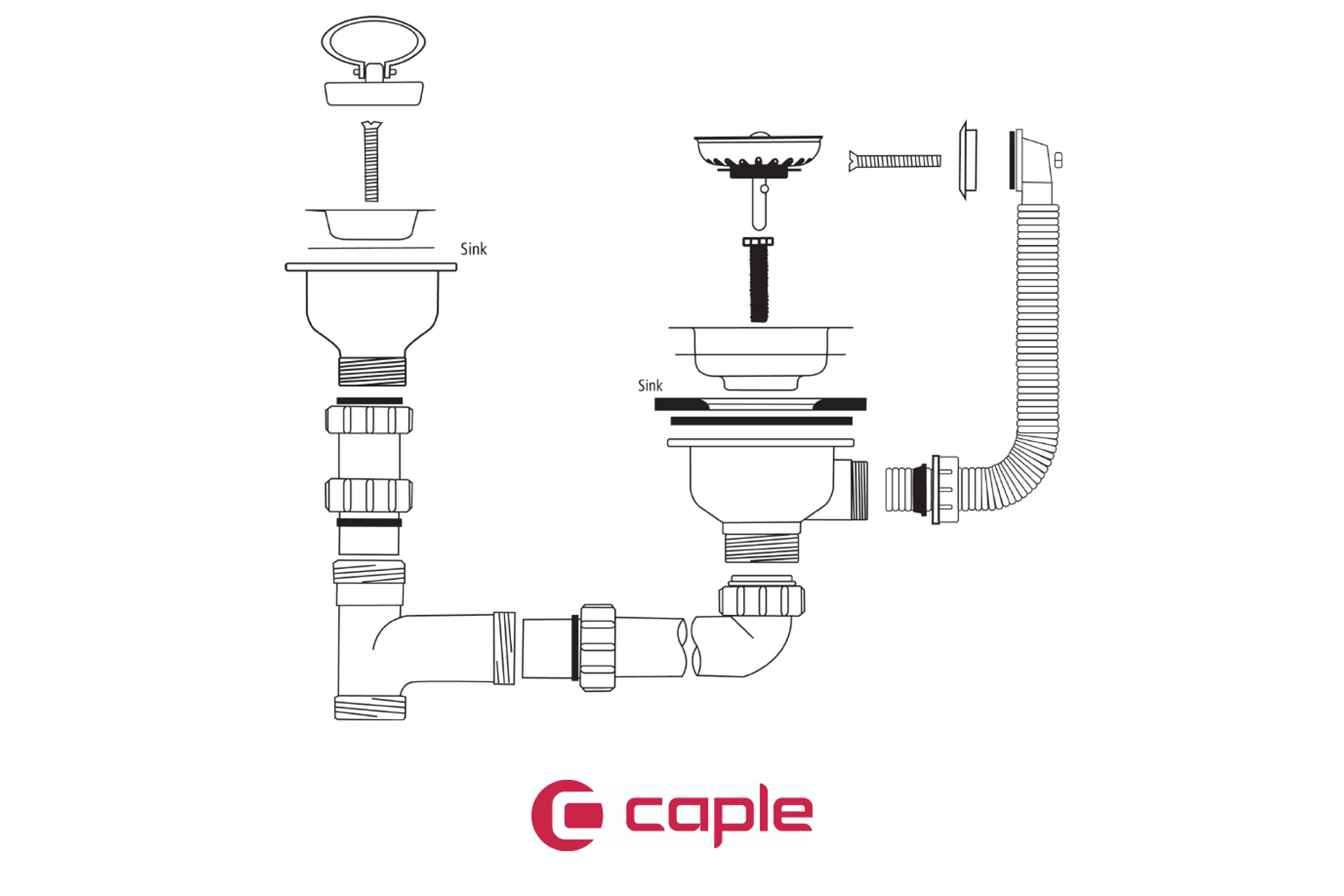 Caple Basket Strainer Waste with Overflow Plates & Connection Kit ...