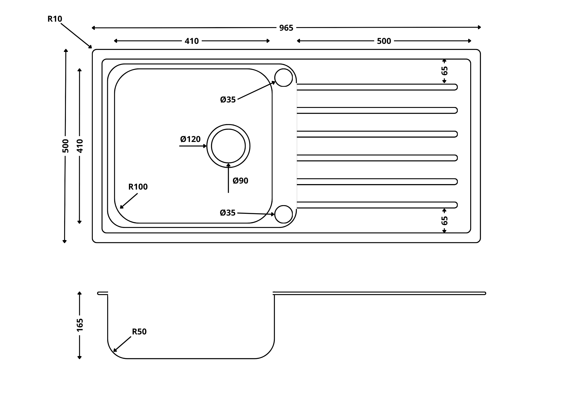 Stainless Steel Sink with Drainer