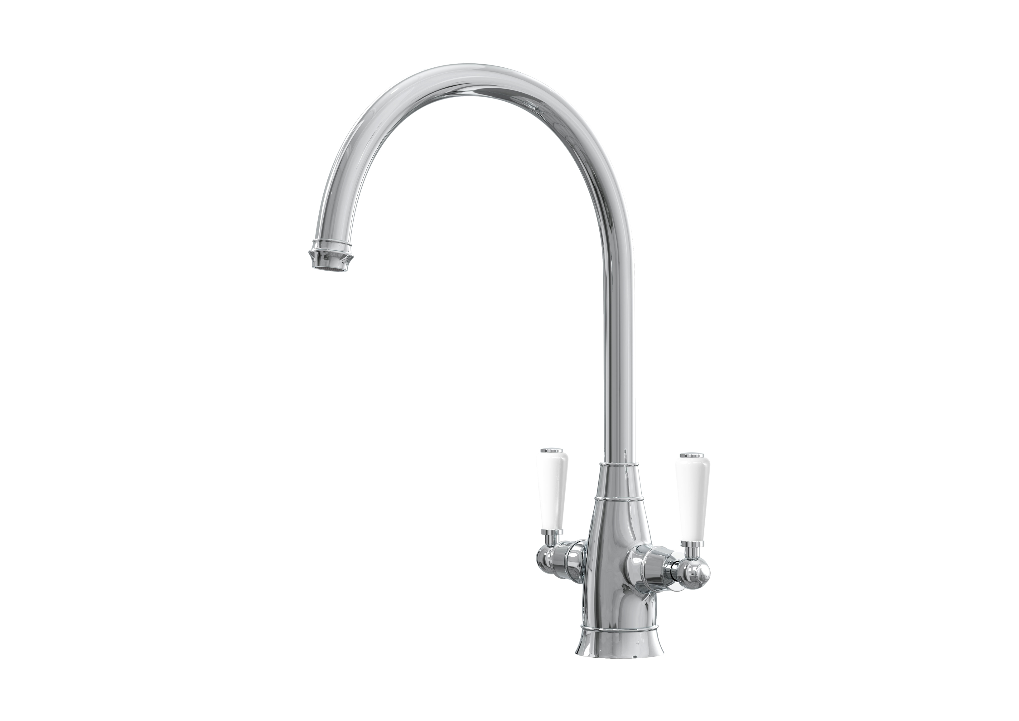 Trebbia Twin Lever Chrome Classic Tap | Worktop Express