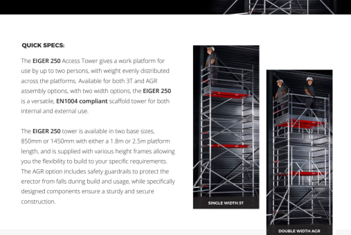 Eiger 250 Alloy Access Tower Brochure | MEP Hire