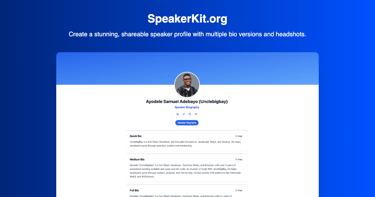 SpeakerKit - Professional Speaker Profile Platform