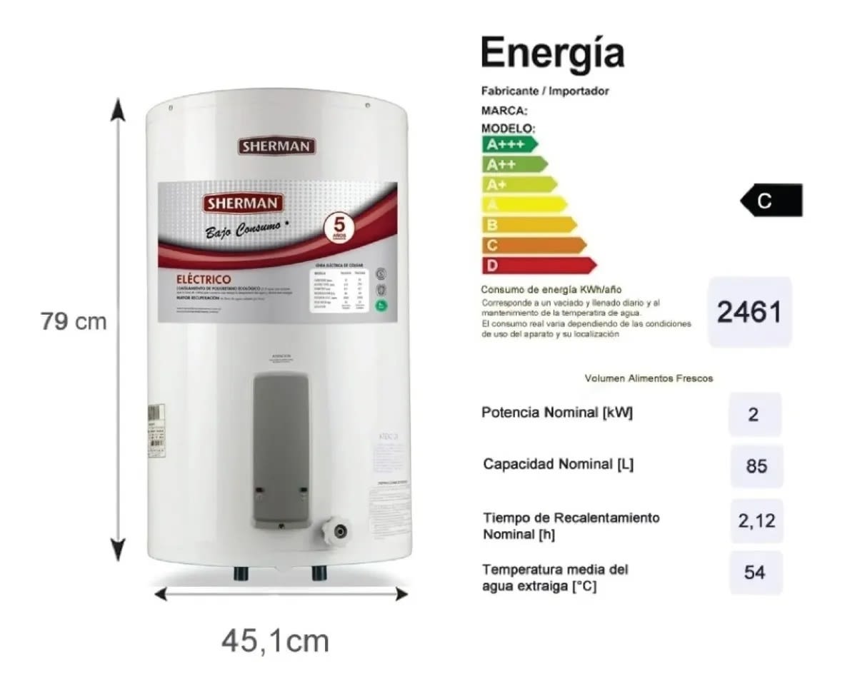 TERMO SHERMAN ELEC 85lt COLGAR (CONECC. INF) – Corda Sanitarios
