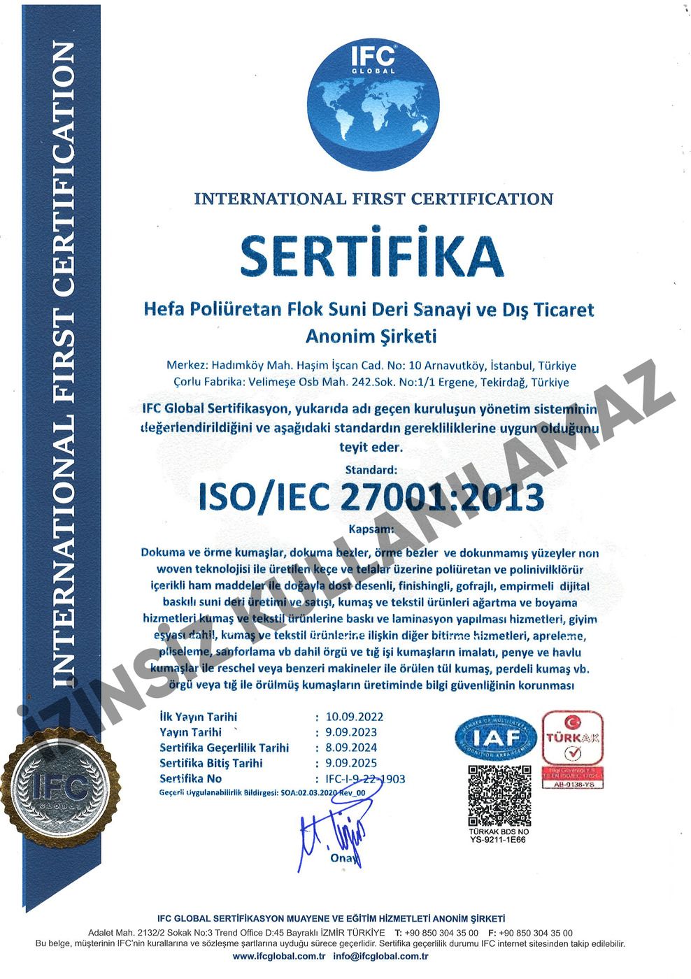 Certificate | Hefa Group