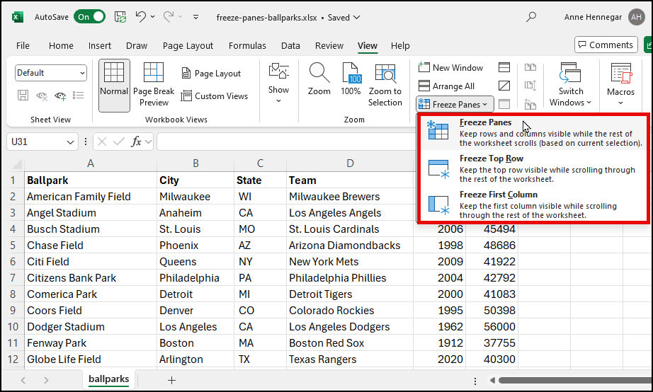 How to Freeze Top Row in Excel to Make a Sticky Header