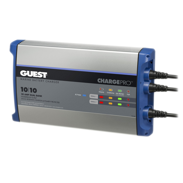 2720A | Guest 12v/24v 20 Amp CHARGEPRO 10/10 2 Bank On-Board Smart Charger