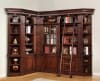 Wellington 6 Piece Corner Bookcase Library Wall in Vintage Brown ...