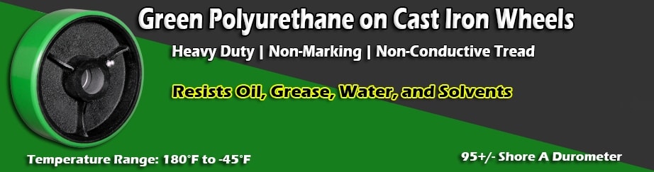 Heavy Duty Casters with Green Polyurethane on Cast Iron Wheels | up to ...