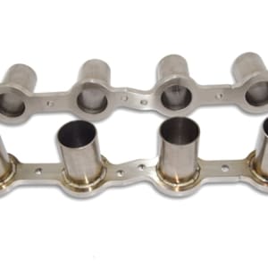 Header flanges with stubs for a Small Block Chevy 18 degree head