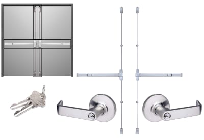 Steel Double Door Surface Vertical Rod SVR Panic Bars (Both Doors ...