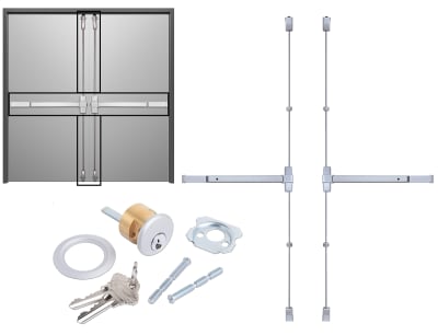 Steel Double Door Surface Vertical Rod SVR Panic Bars (Both Doors ...