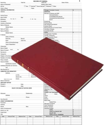 Funeral Record Books service items