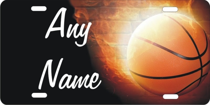 personalized novelty license plate Basketball in flames decorative ...