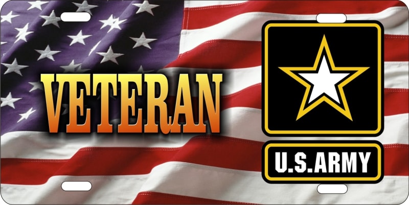 personalized novelty license plate us army VETERAN on American flag ...