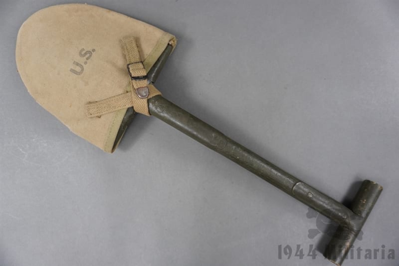 Original US WWII M1910 T-Handle Shovel Dated With Carrier Both Dated 1942