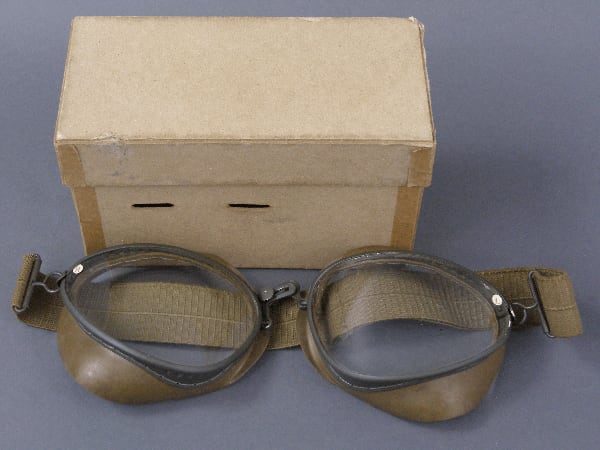 Original German WWII Un-Issued Flight/Motorcycle Goggles With Box