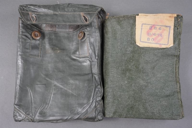 RARE! Original German WWII Gas Cape Pouch With Original Cape