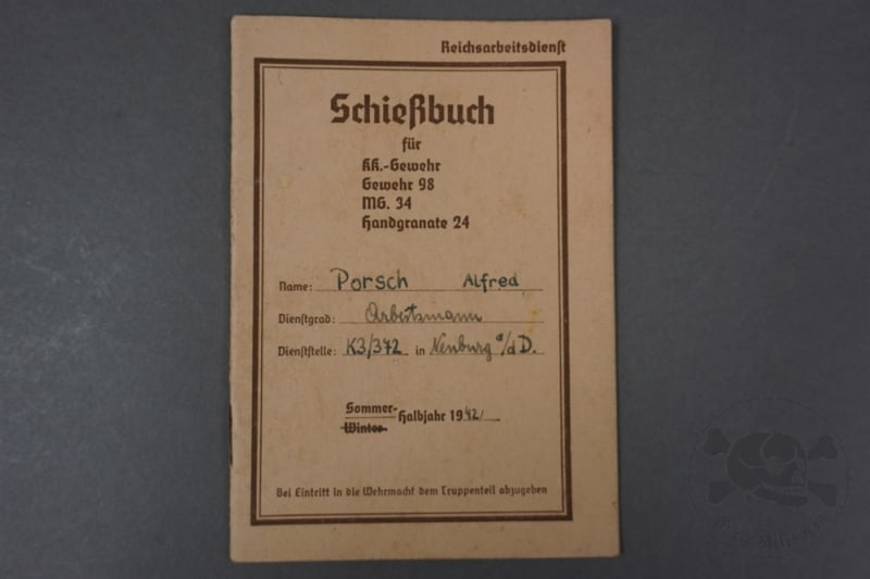 Original German WWII Reichsarbeitsdienst (RAD) Schiessbuch (Shooting Book)