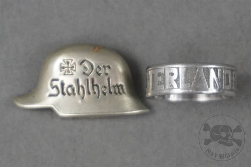 Original Post WWI Commemorative Stahlhelm Pin & Fatherland Ring