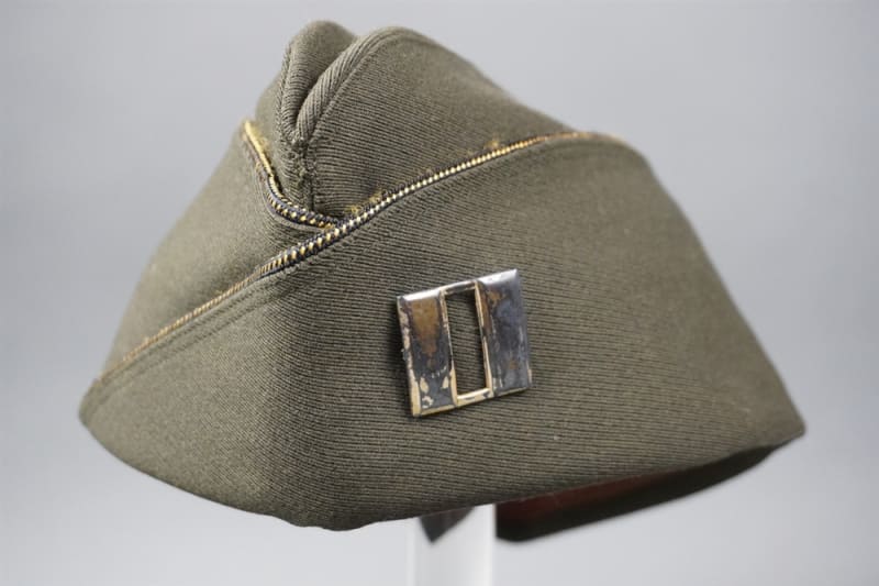 Original US WWII Dark Brown Officerâ€™s Overseas Cap