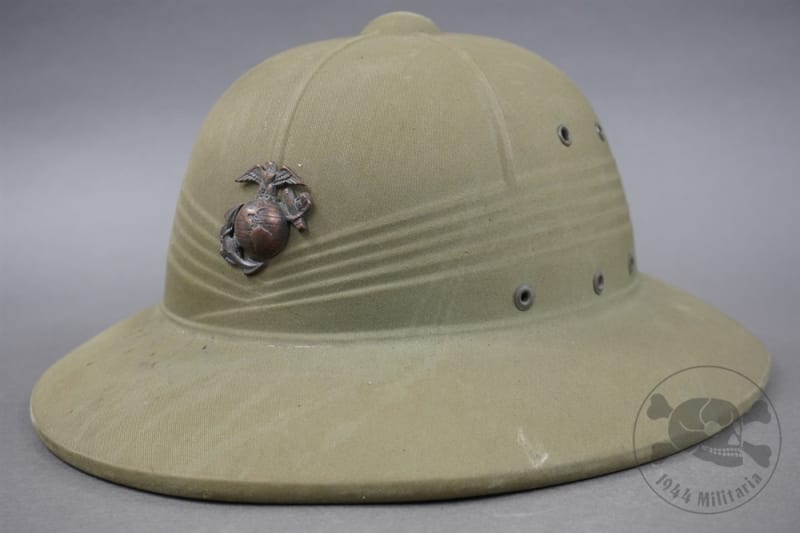 Original US WWII USMC Green Pith Helmet Dated 1944