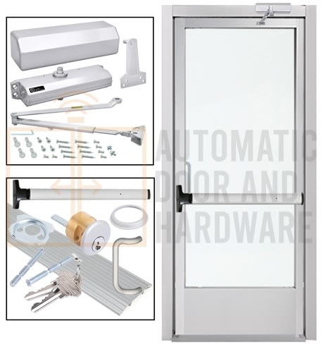 Alum-Lite 36 in. x 84 in. Right Hand ADA Commercial Glass Narrow Stile Storefront Door and Frame ...