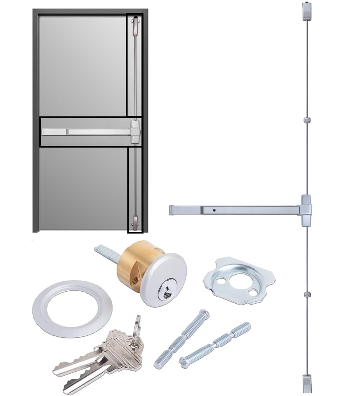 Surface Vertical Rod Touch Pad Panic Bar Exit Device With Outside Lock ...