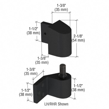 U.S. Aluminum 3/4 inch Offset Left Hand Intermediate Pivot Sets, Black
