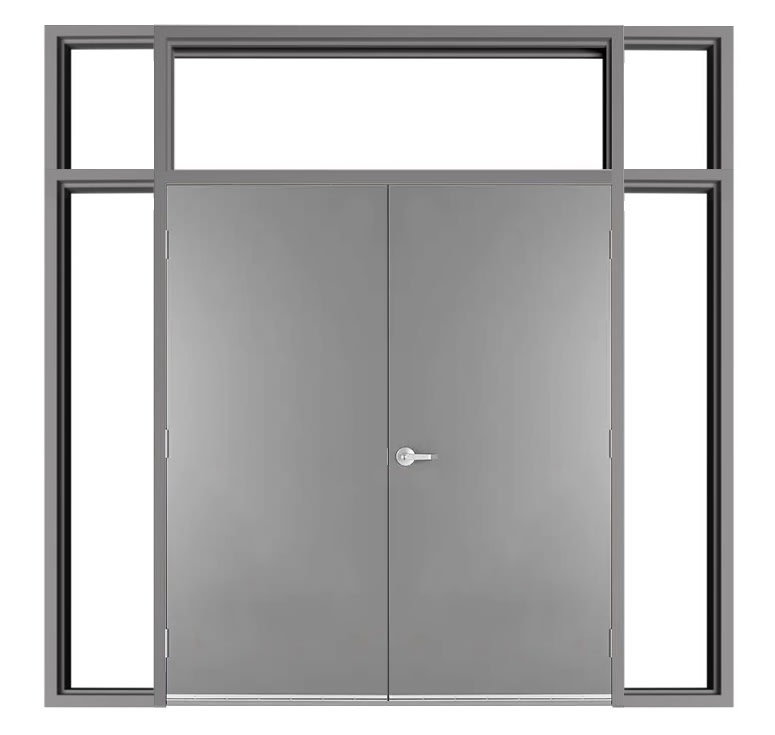 72 in. x 84 in. (6070) RHRA 18 Gauge Flush Hollow Metal Steel Double ...