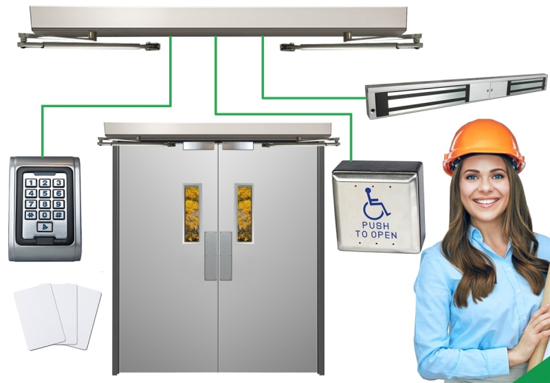 Hollow Metal Door Opener Magnetic Lock Card Reader Kit | Access Control