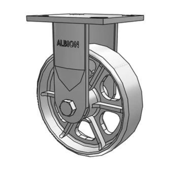 Kingpinless 6x2 Cast Iron Rigid Caster - 1400 lb Capacity