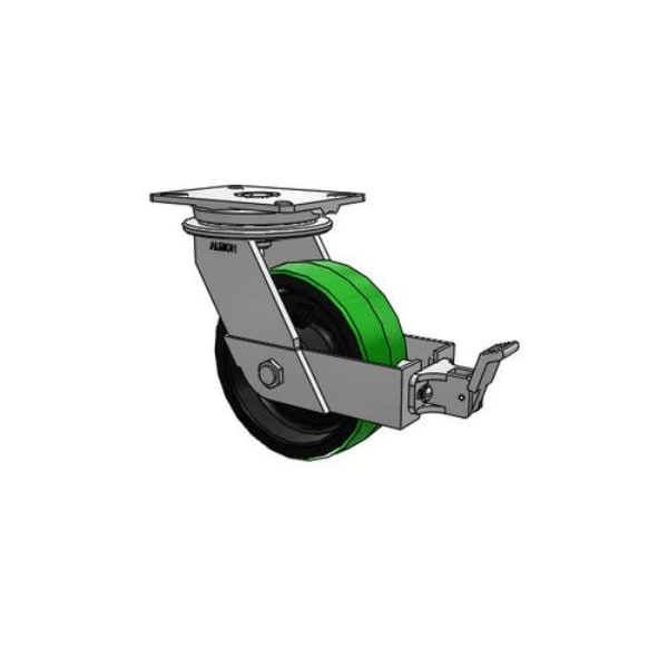 Albion 8x3 Industrial Caster with Green Polyurethane-on-Iron Wheel and ...