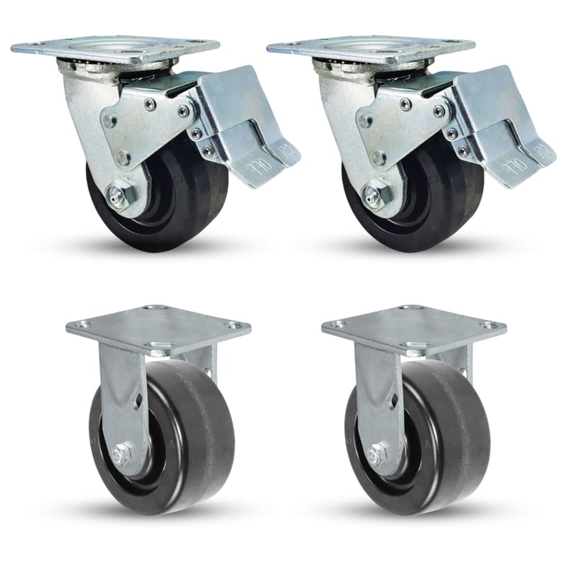 5" x 2" Total Lock Caster Set - Heavy Duty with Dual Pedal Brakes | 800 ...