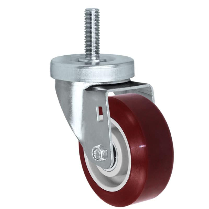 3" Threaded Stem Caster - Swivel Caster with Hi-Tech DURATOUGH Maroon ...
