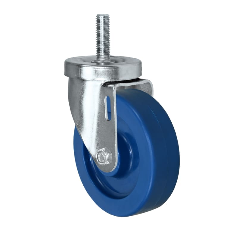 4" Threaded Stem Caster - Swivel Caster with Blue Solid Polyurethane ...