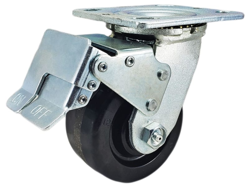 4 x 2 Total Lock Caster Set with Black Phenolic Wheel - 800 lbs Cap