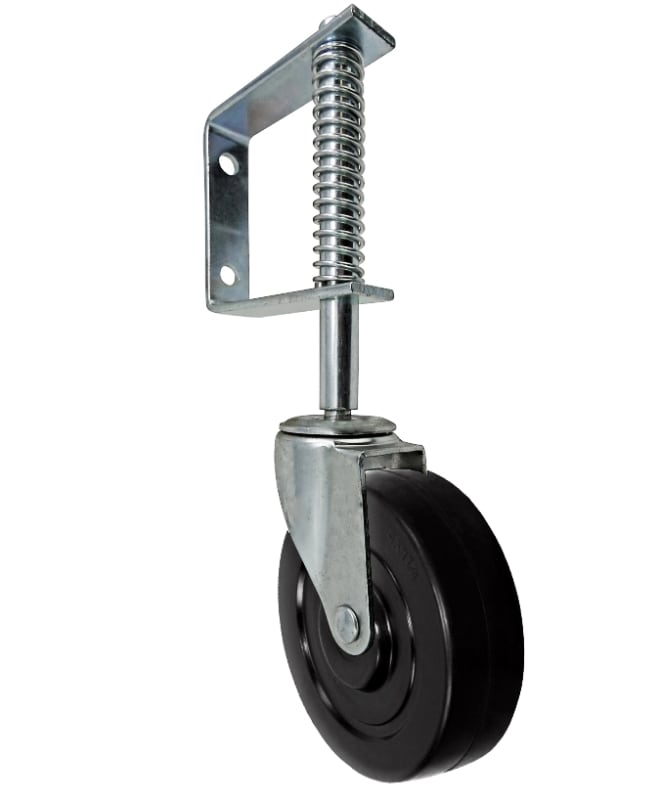 Spring Loaded Gate Caster | 140 lb Capacity | 4" Hard Rubber Wheel